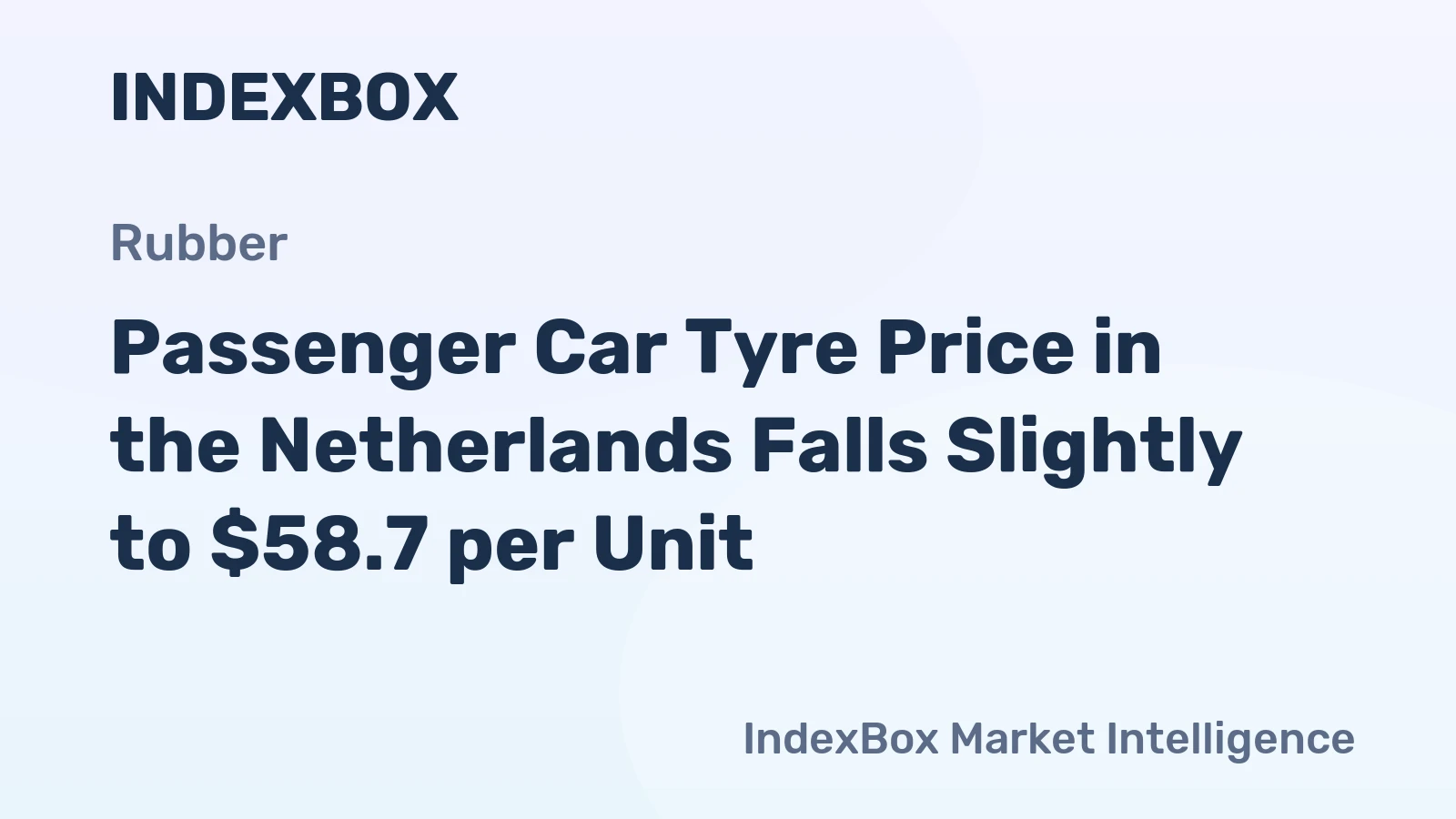 Passenger Car Tyre Price in the Netherlands Falls Slightly to $58.7 per Unit