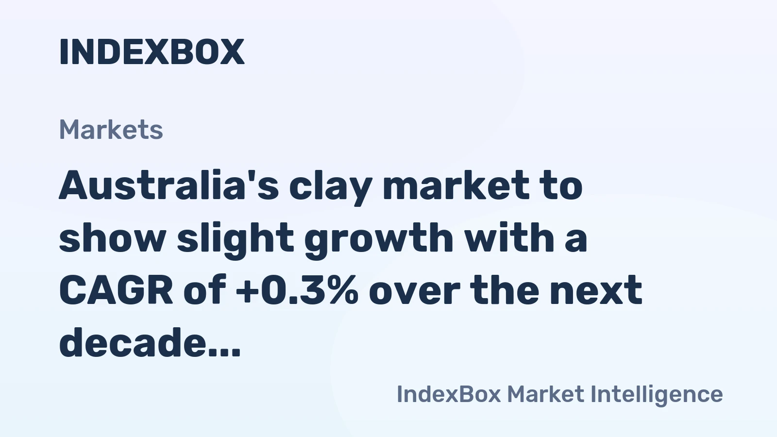 Australia's clay market to show slight growth with a CAGR of +0.3% over the next decade