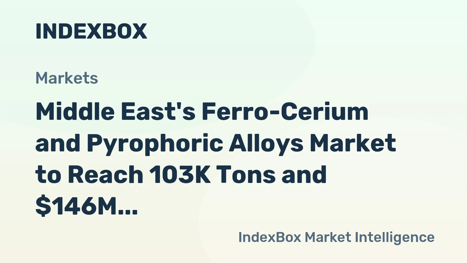 Middle East's Ferro-Cerium and Pyrophoric Alloys Market to Reach 103K Tons and $146M by 2035