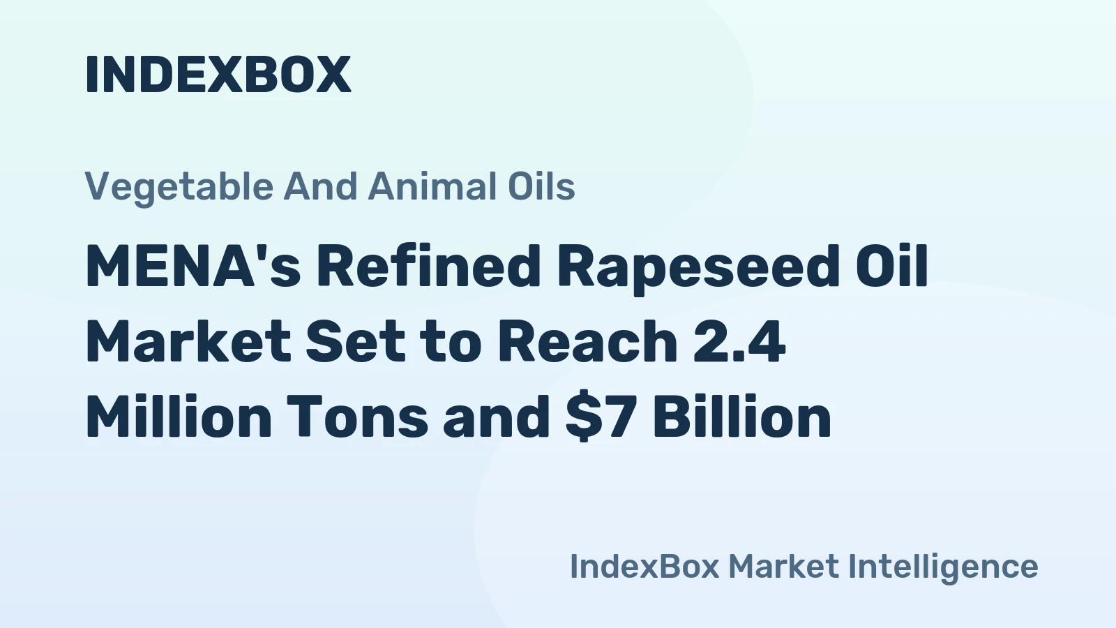 MENA's Refined Rapeseed Oil Market Set to Reach 2.4 Million Tons and $7 Billion