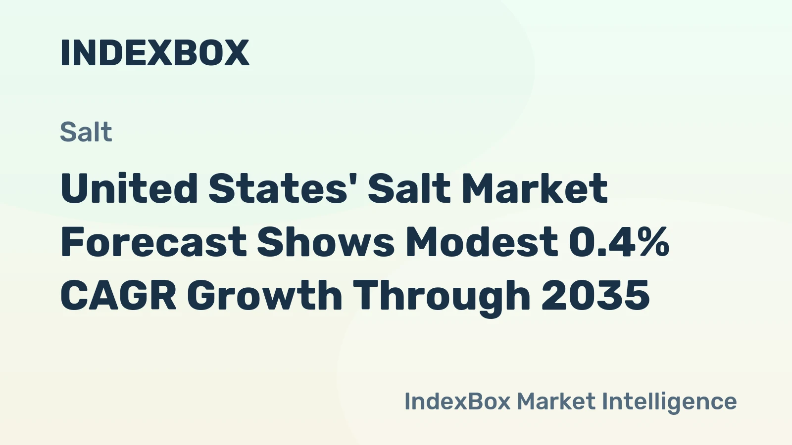 United States' Salt Market Forecast Shows Modest 0.4% CAGR Growth Through 2035