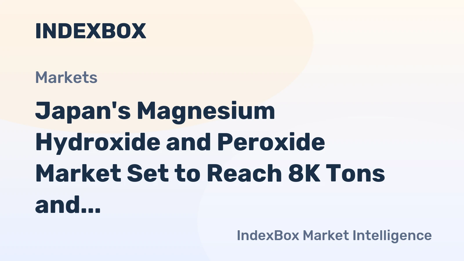 Japan's Magnesium Hydroxide and Peroxide Market Set to Reach 8K Tons and $9.1M