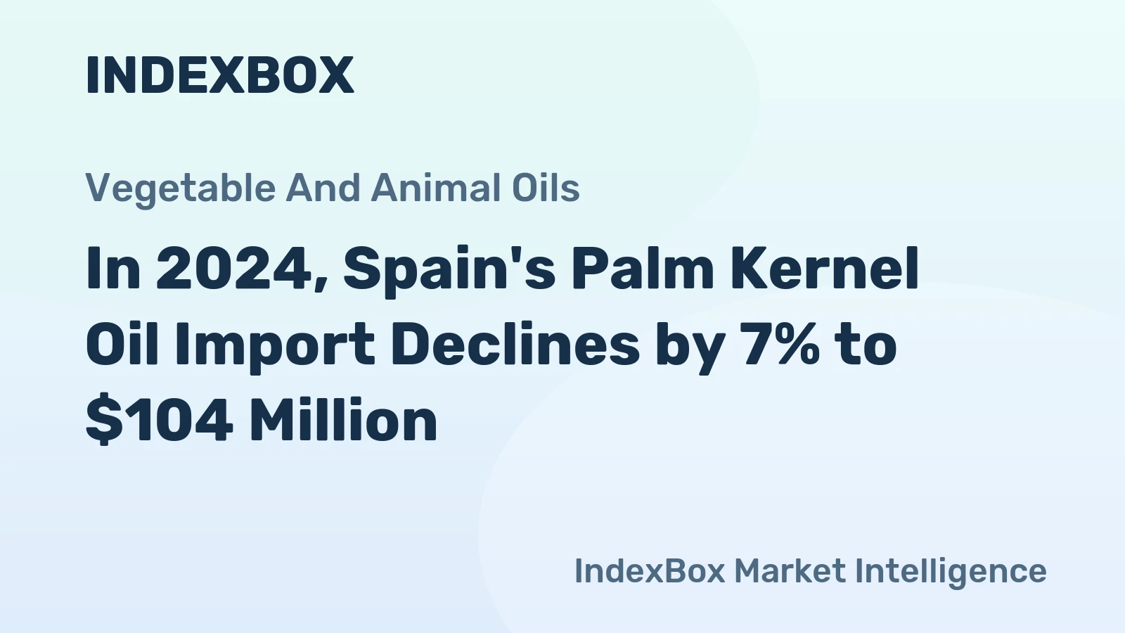 In 2024, Spain's Palm Kernel Oil Import Declines by 7% to $104 Million.