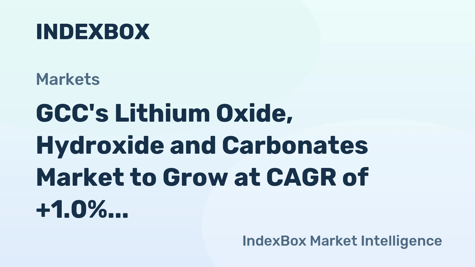 GCC's Lithium Oxide, Hydroxide and Carbonates Market to Grow at CAGR of +1.0% from 2024-2035