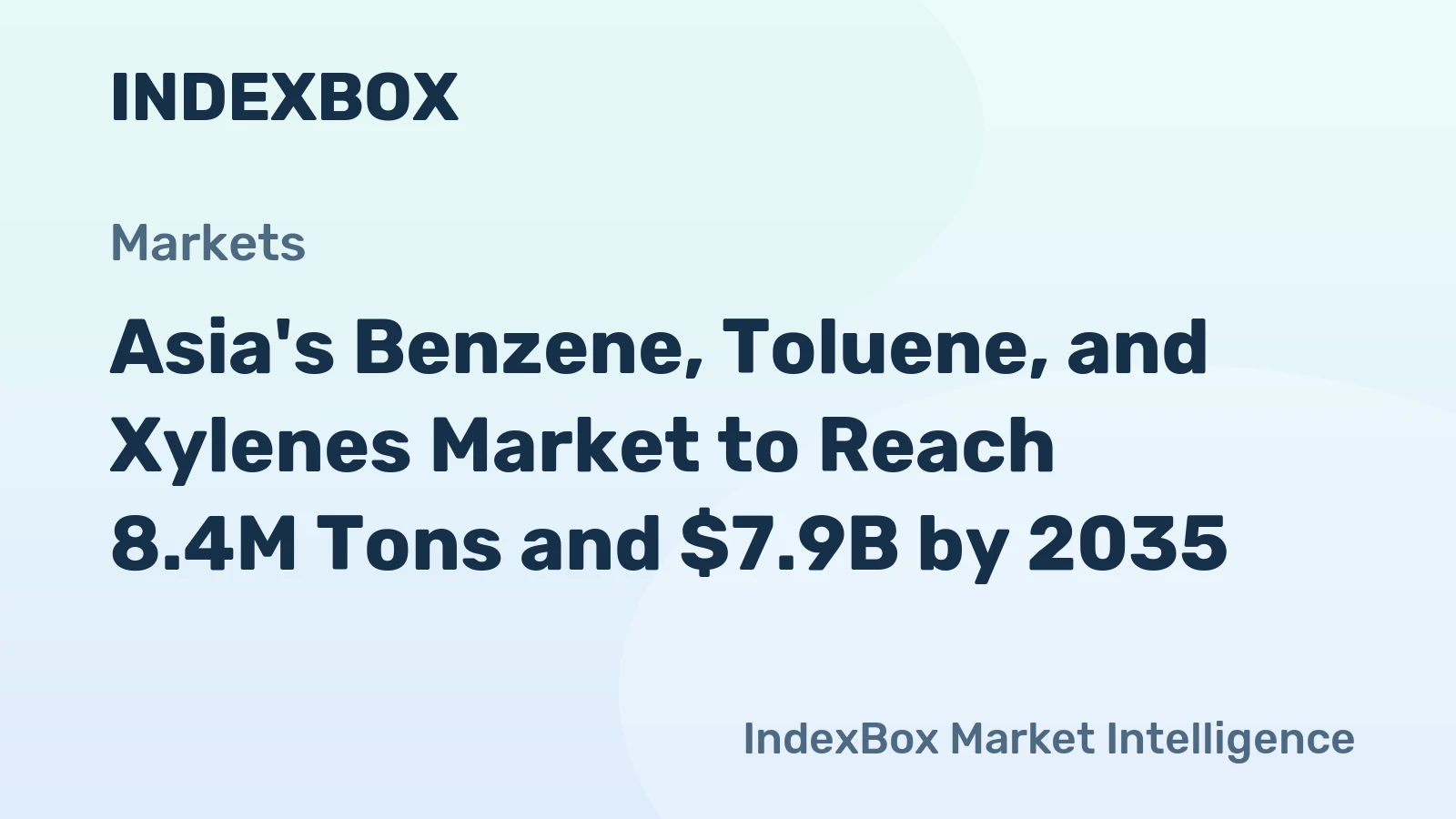 Asia's Benzene, Toluene, and Xylenes Market to Reach 8.4M Tons and $7.9B by 2035