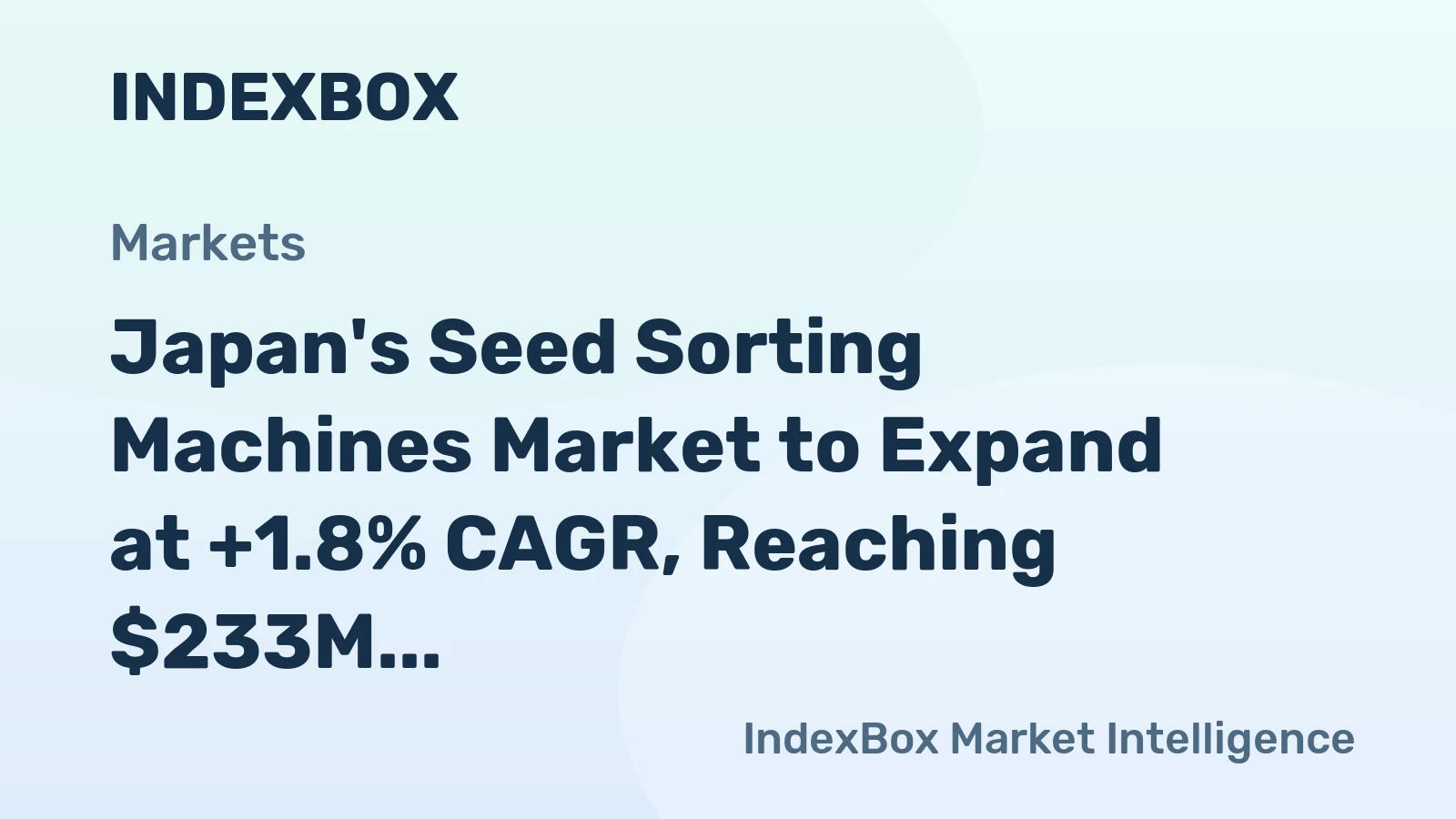 Japan's Seed Sorting Machines Market to Expand at +1.8% CAGR, Reaching $233M by 2035