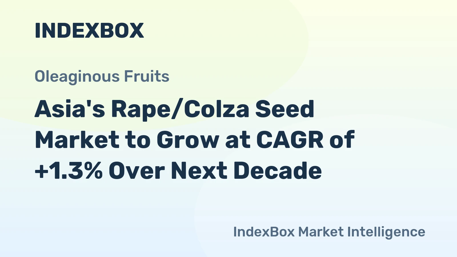 Asia's Rape/Colza Seed Market to Grow at CAGR of +1.3% Over Next Decade