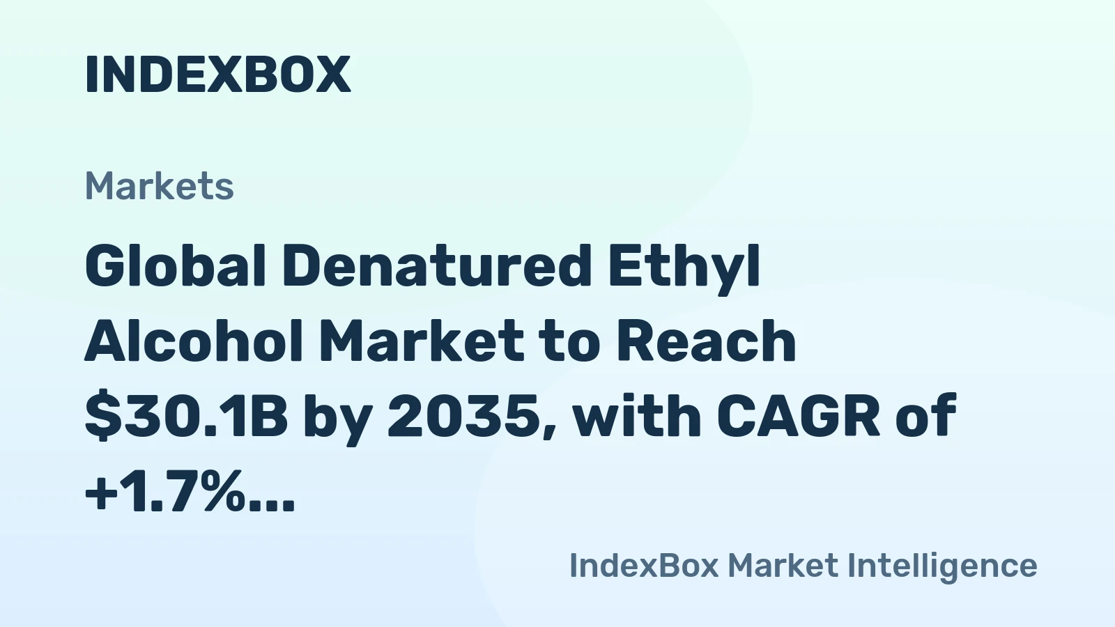 Global Denatured Ethyl Alcohol Market to Reach $30.1B by 2035, with CAGR of +1.7% in Volume