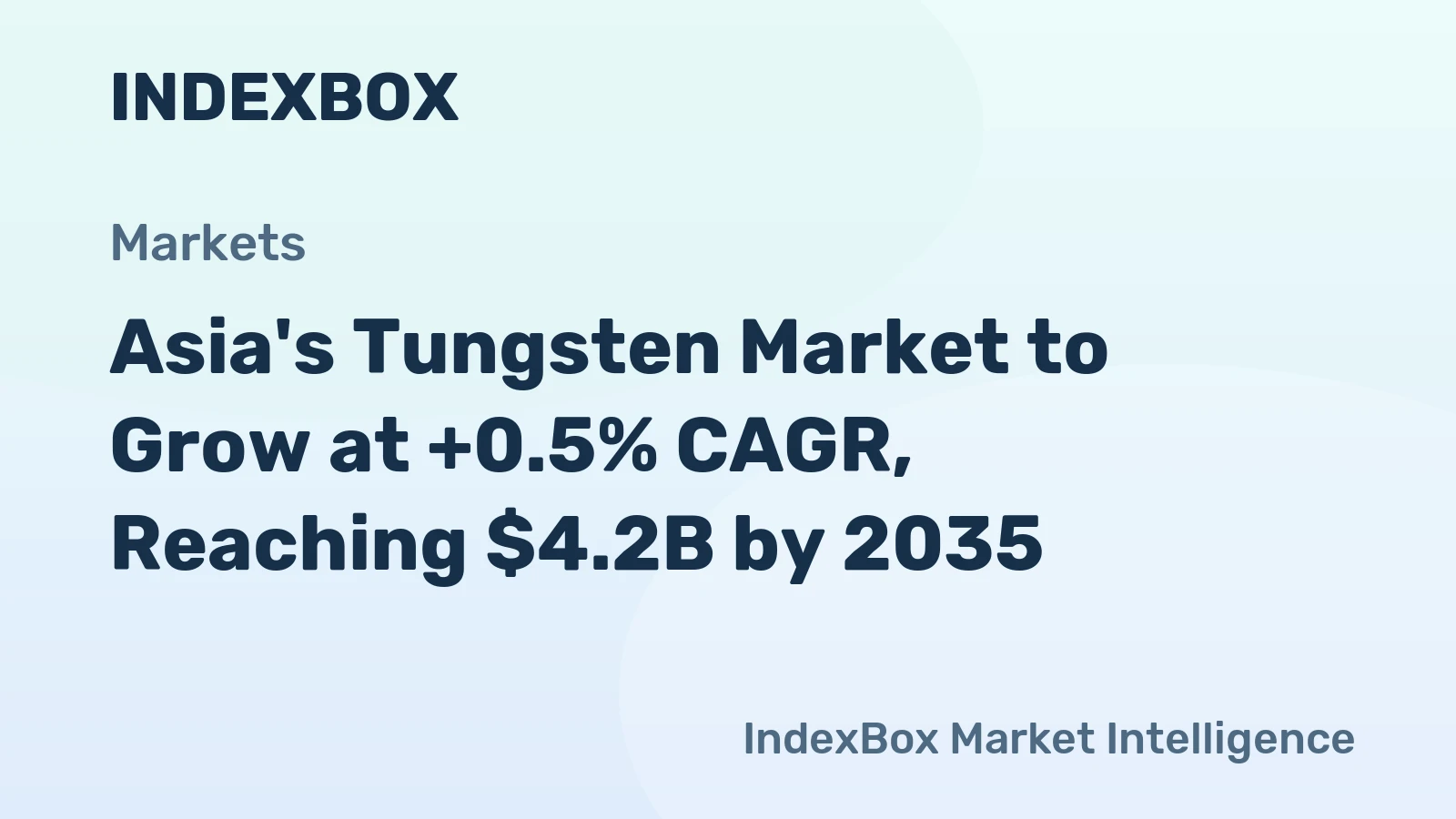 Asia's Tungsten Market to Grow at +0.5% CAGR, Reaching $4.2B by 2035