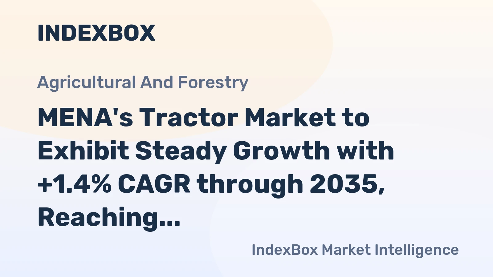 MENA's Tractor Market to Exhibit Steady Growth with +1.4% CAGR through 2035, Reaching $12.5B in Value