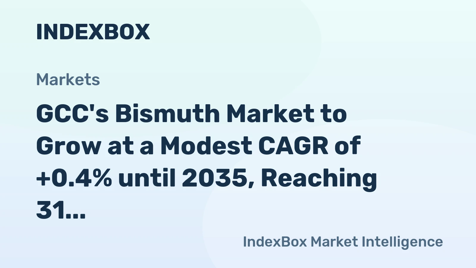 GCC's Bismuth Market to Grow at a Modest CAGR of +0.4% until 2035, Reaching 31 Tons