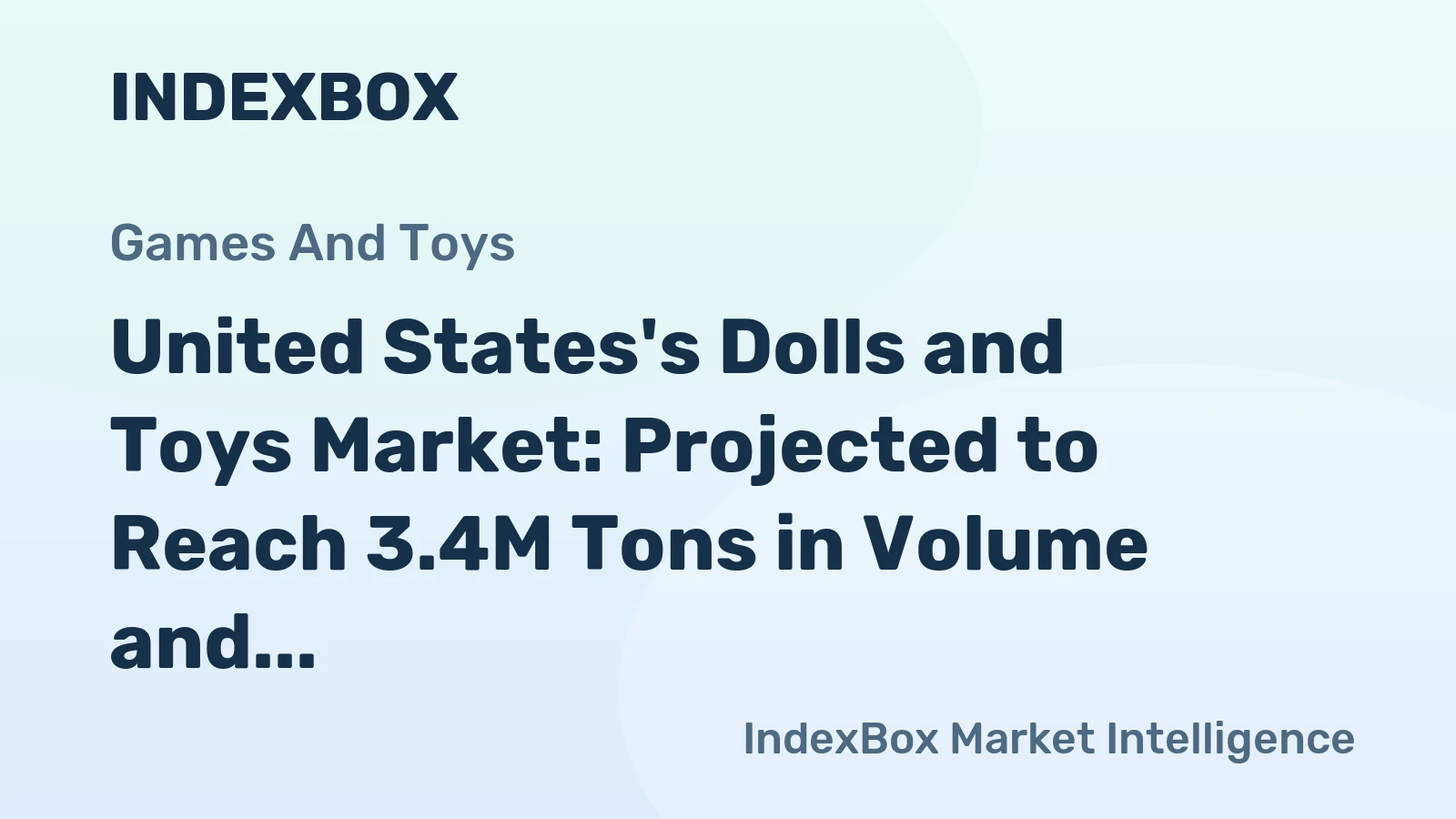 United States's Dolls and Toys Market: Projected to Reach 3.4M Tons in Volume and $33.3B in Value by 2035