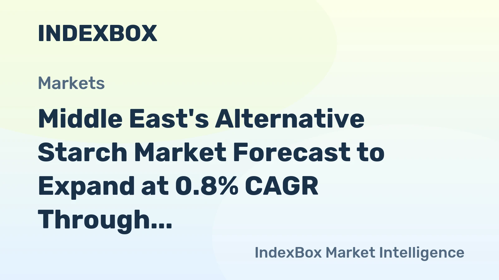 Middle East's Alternative Starch Market Forecast to Expand at 0.8% CAGR Through 2035