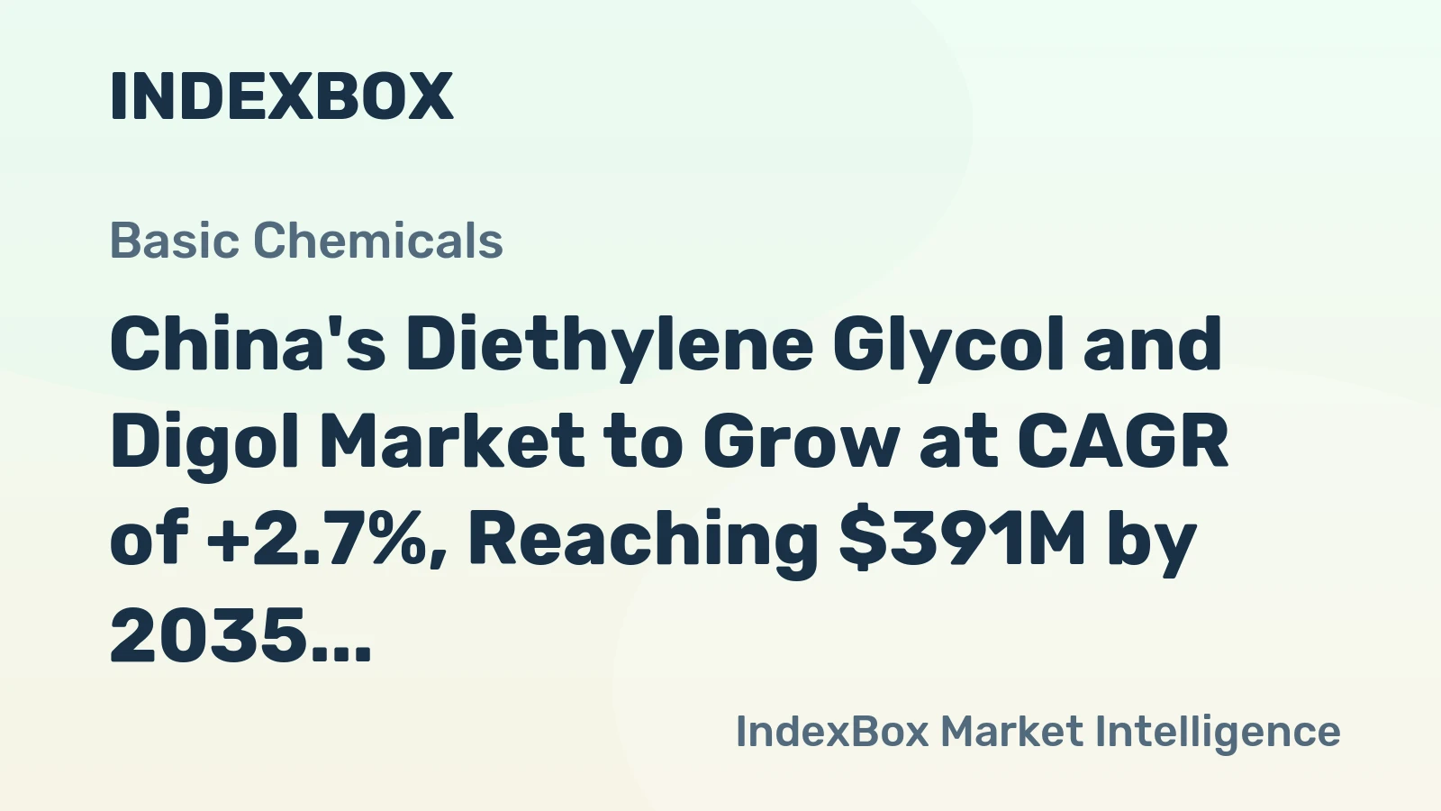 China's Diethylene Glycol and Digol Market to Grow at CAGR of +2.7%, Reaching $391M by 2035