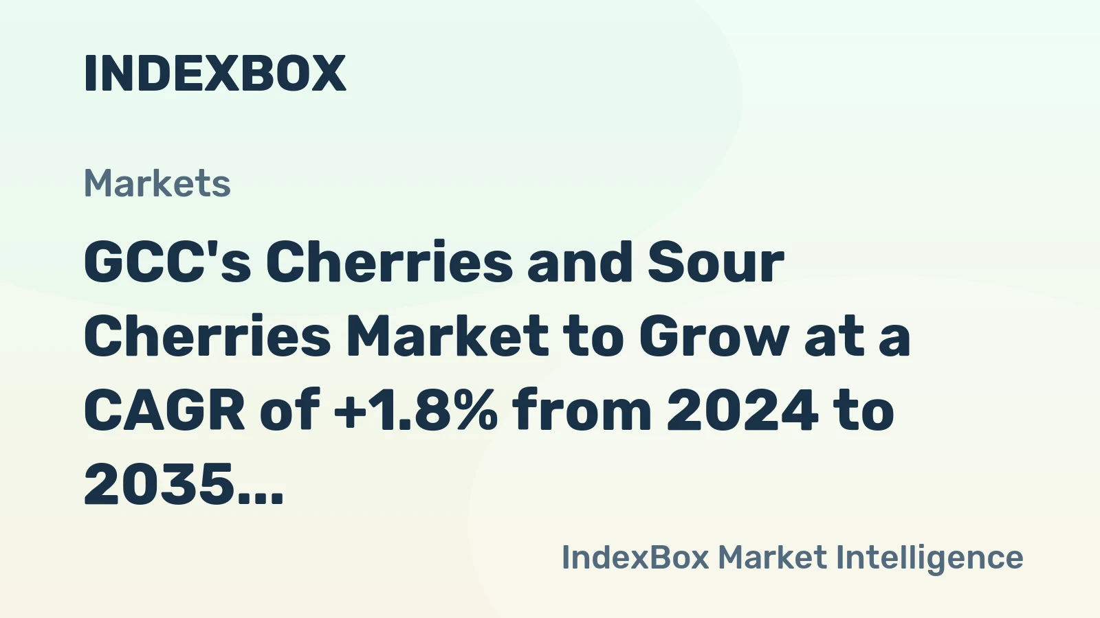 GCC's Cherries and Sour Cherries Market to Grow at a CAGR of +1.8% from 2024 to 2035, Reaching 9.5K Tons