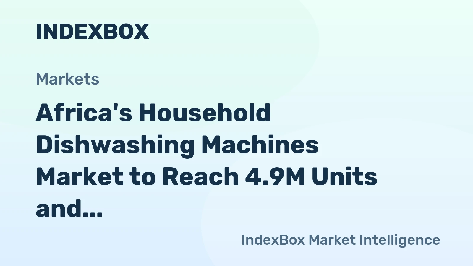 Africa's Household Dishwashing Machines Market to Reach 4.9M Units and $1B by 2035