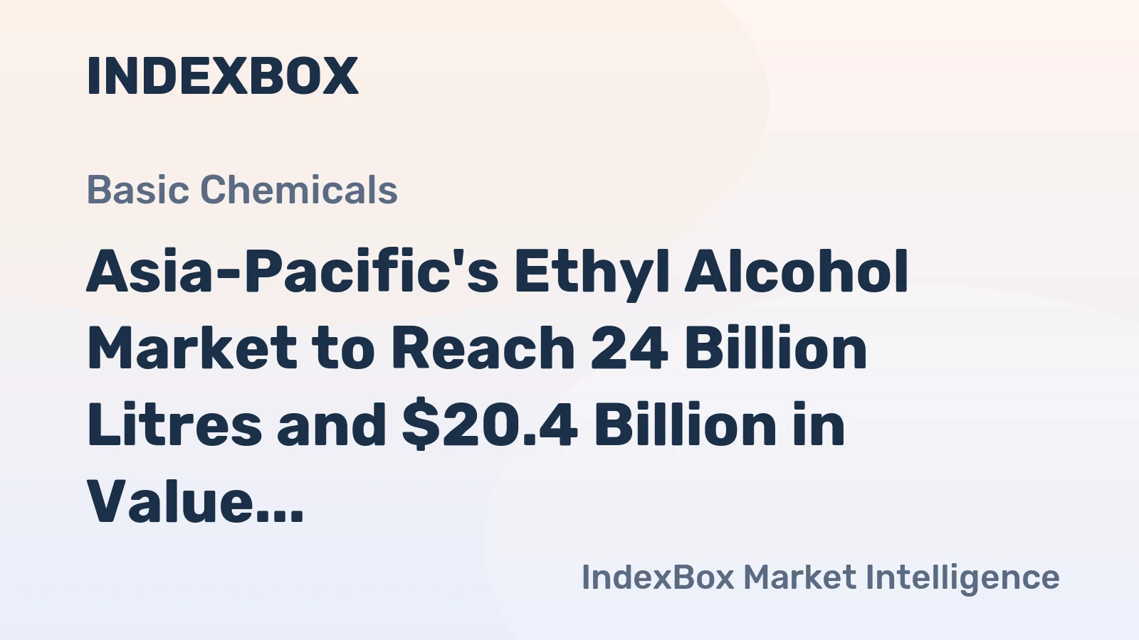 Asia-Pacific's Ethyl Alcohol Market to Reach 24 Billion Litres and $20.4 Billion in Value by 2035