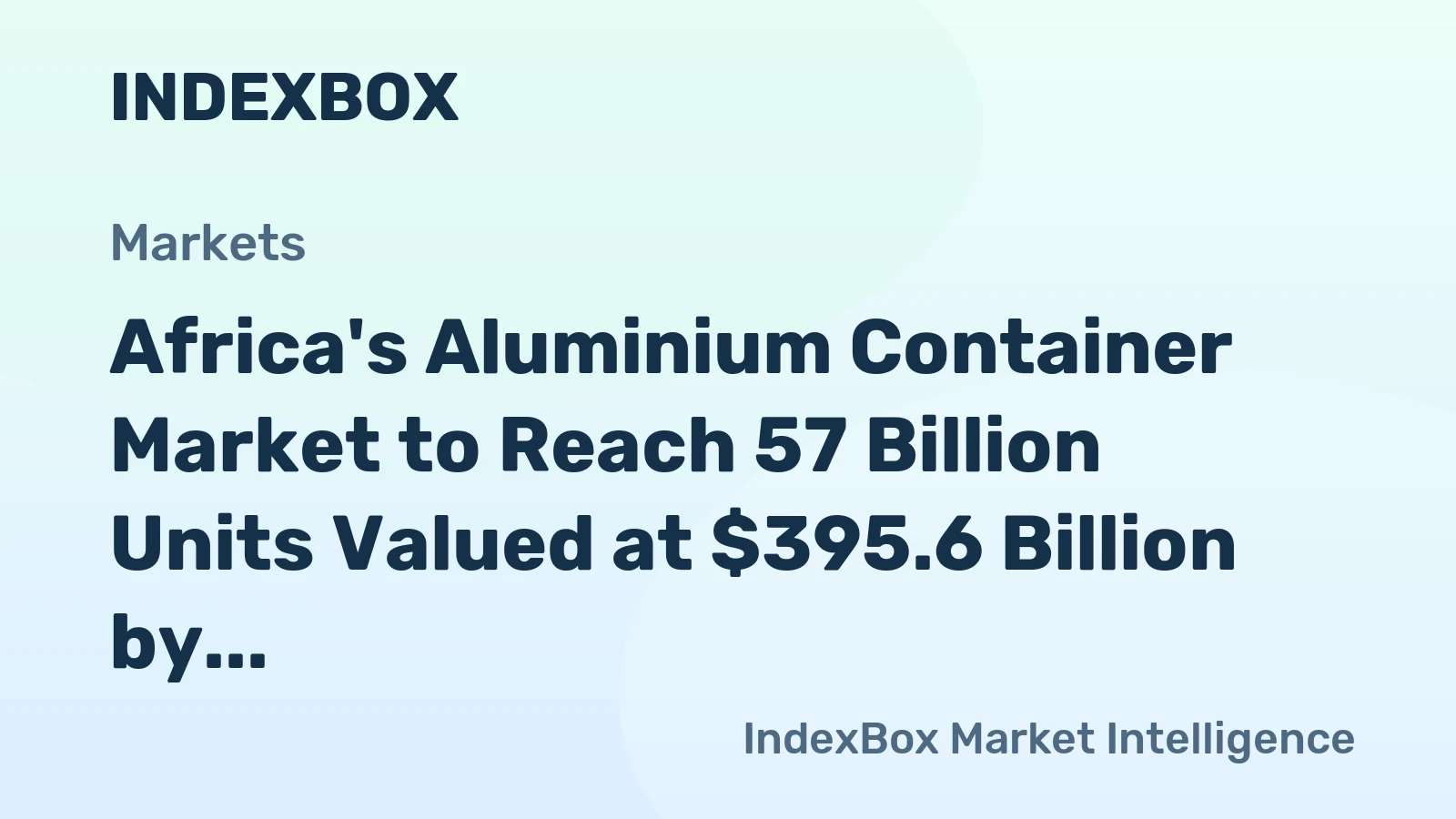 Africa's Aluminium Container Market to Reach 57 Billion Units Valued at $395.6 Billion by 2035