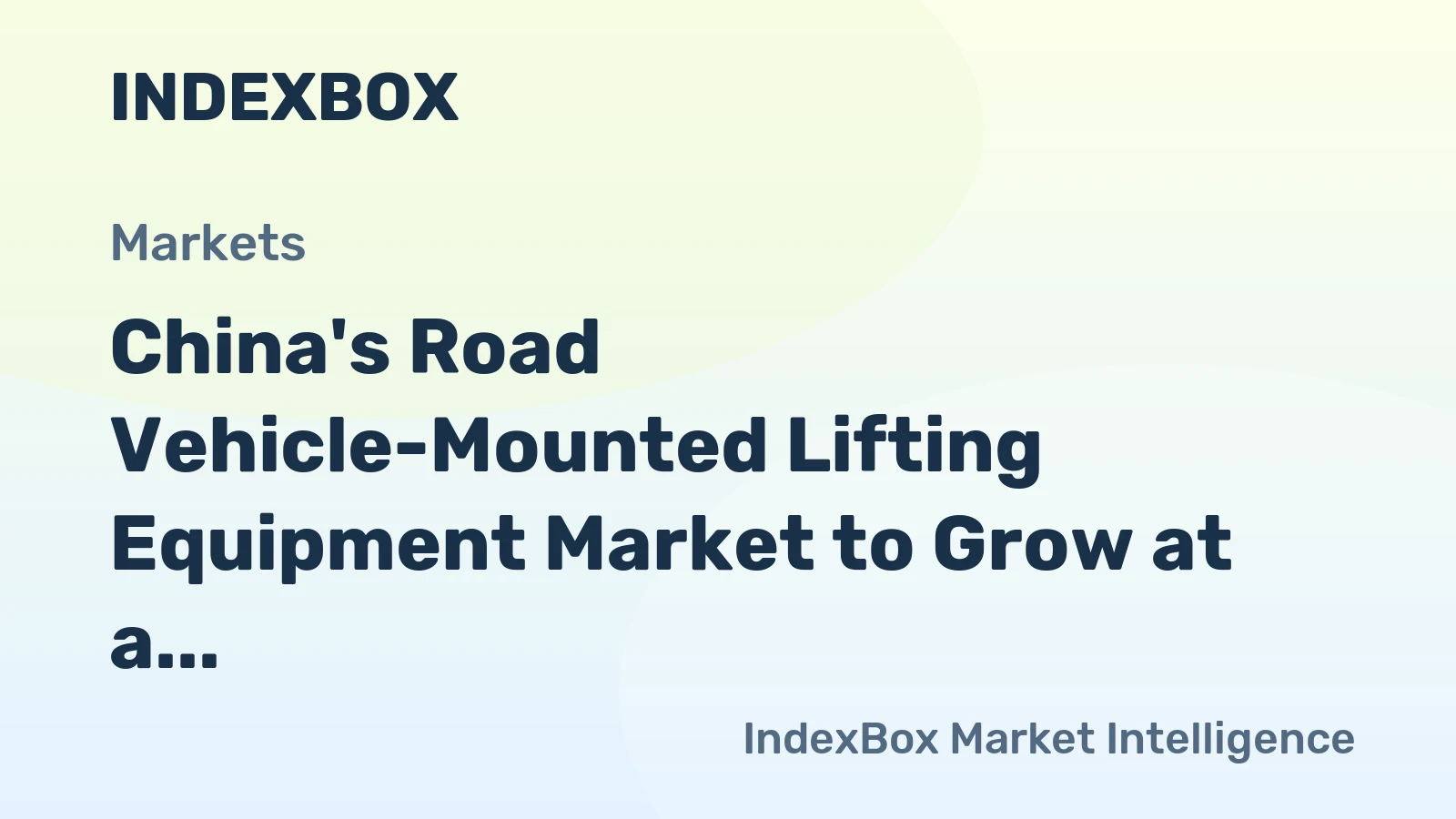 China's Road Vehicle-Mounted Lifting Equipment Market to Grow at a CAGR of +3.5% Through 2035