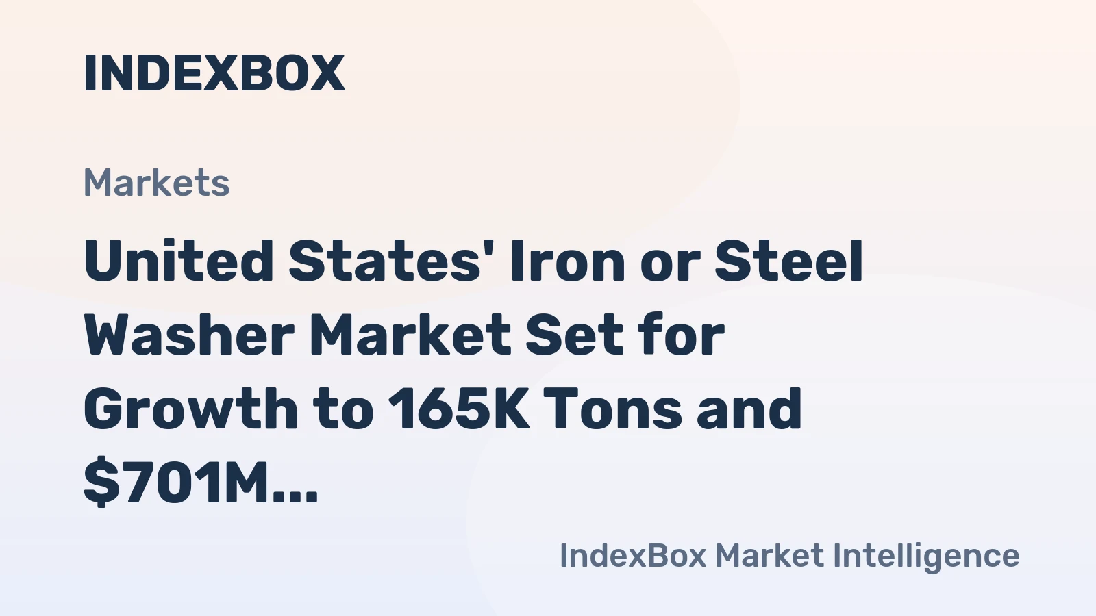 United States' Iron or Steel Washer Market Set for Growth to 165K Tons and $701M