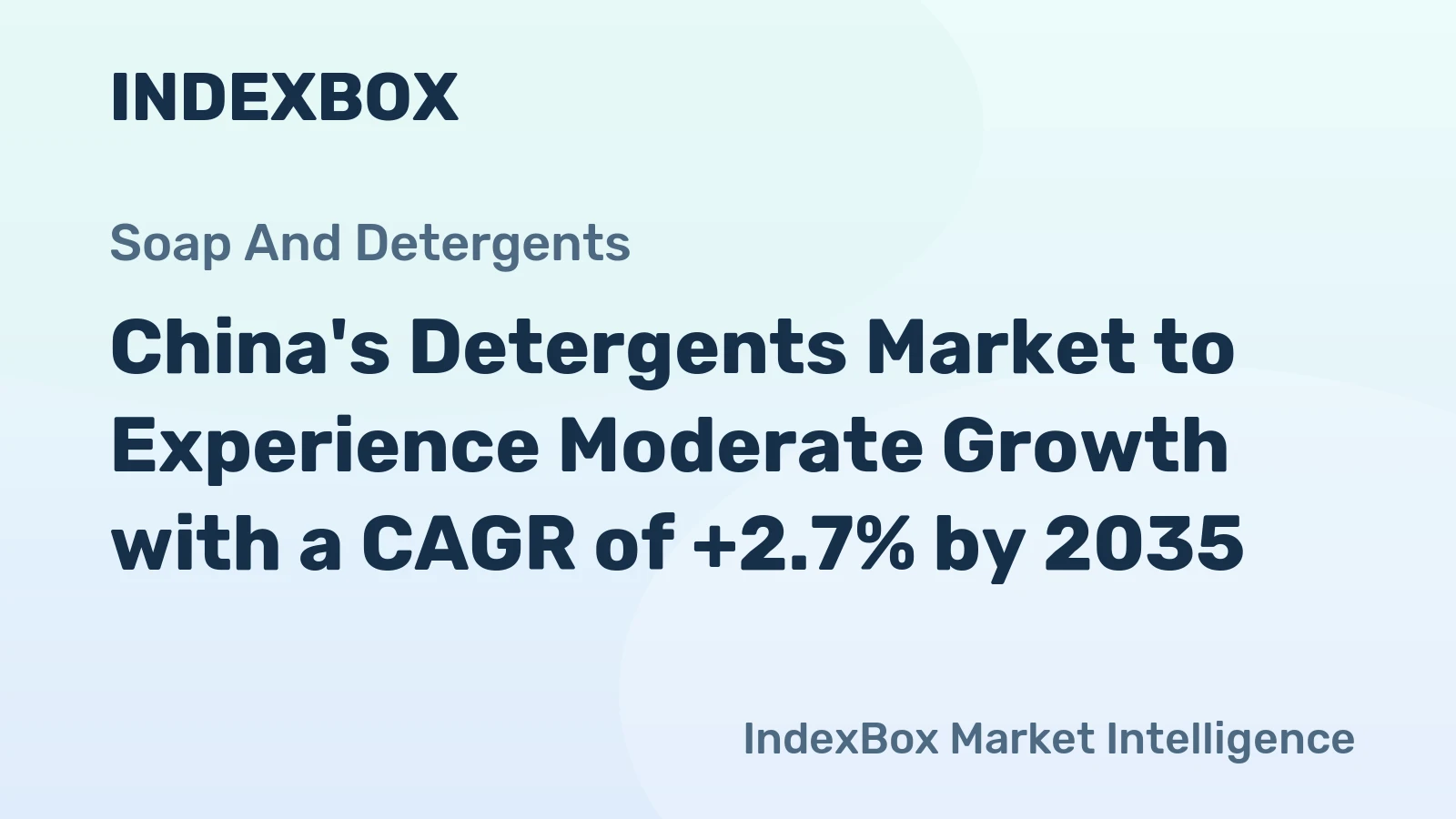 China's Detergents Market to Experience Moderate Growth with a CAGR of +2.7% by 2035