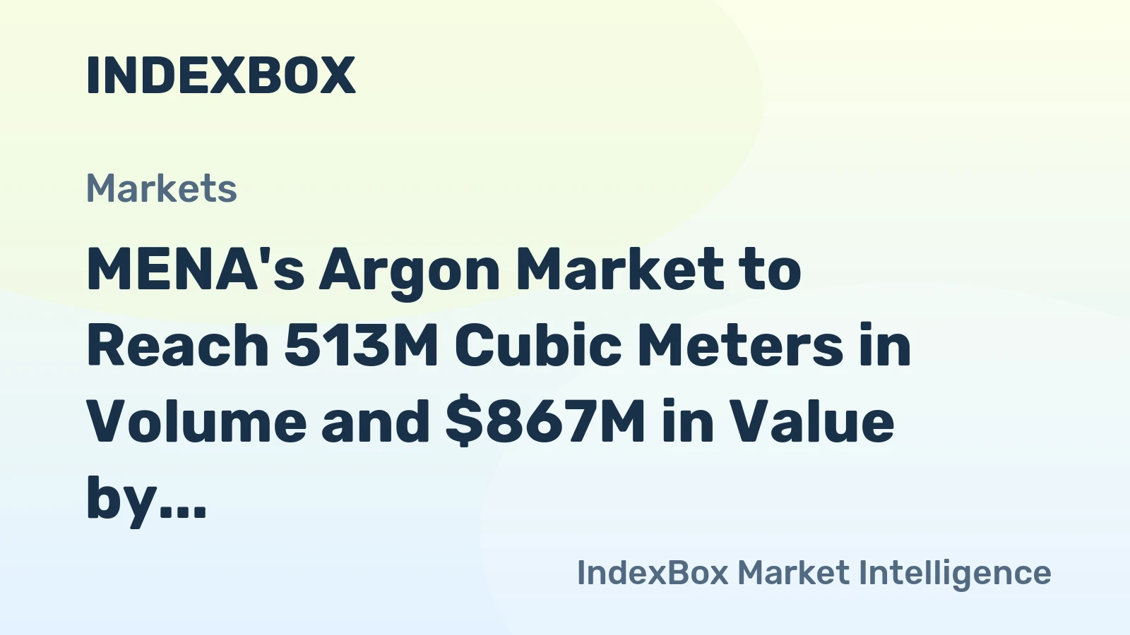 MENA's Argon Market to Reach 513M Cubic Meters in Volume and $867M in Value by 2035