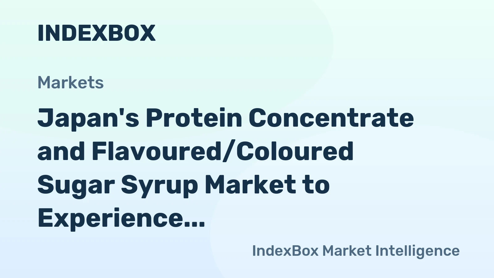 Japan's Protein Concentrate and Flavoured/Coloured Sugar Syrup Market to Experience Mild Growth with +0.8% CAGR Over Next Decade