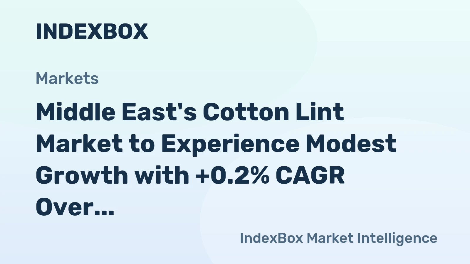 Middle East's Cotton Lint Market to Experience Modest Growth with +0.2% CAGR Over Next Decade