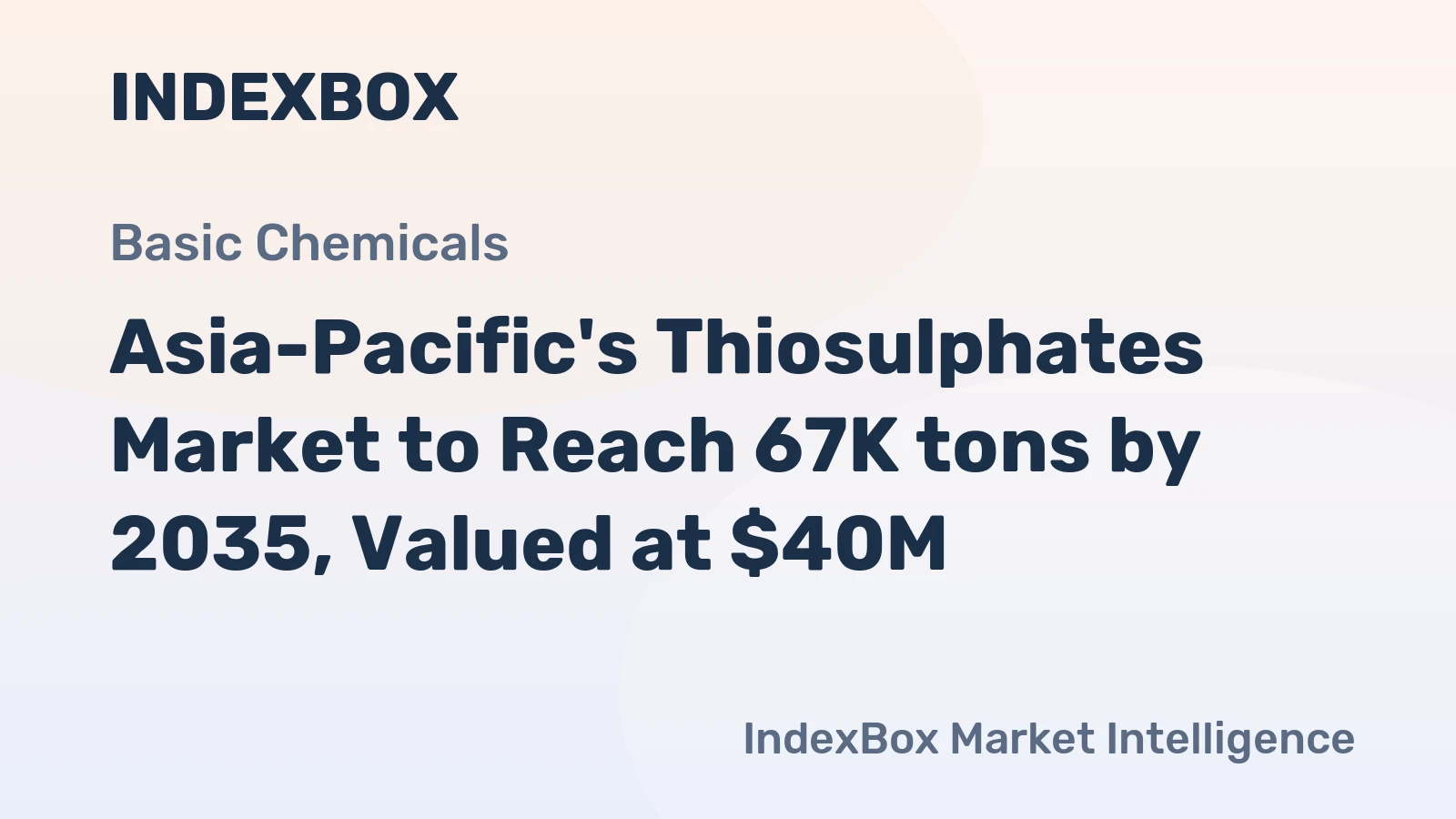 Asia-Pacific's Thiosulphates Market to Reach 67K tons by 2035, Valued at $40M