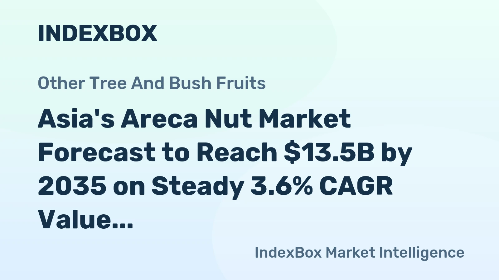 Asia's Areca Nut Market Forecast to Reach $13.5B by 2035 on Steady 3.6% CAGR Value Growth