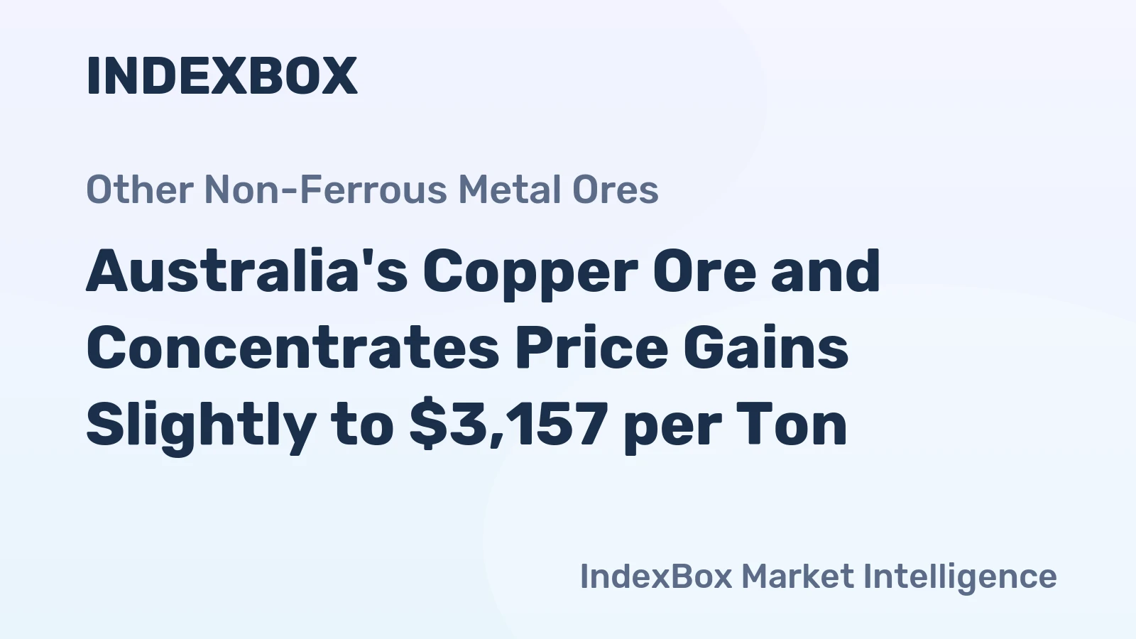 Australia's Copper Ore and Concentrates Price Gains Slightly to $3,157 per Ton