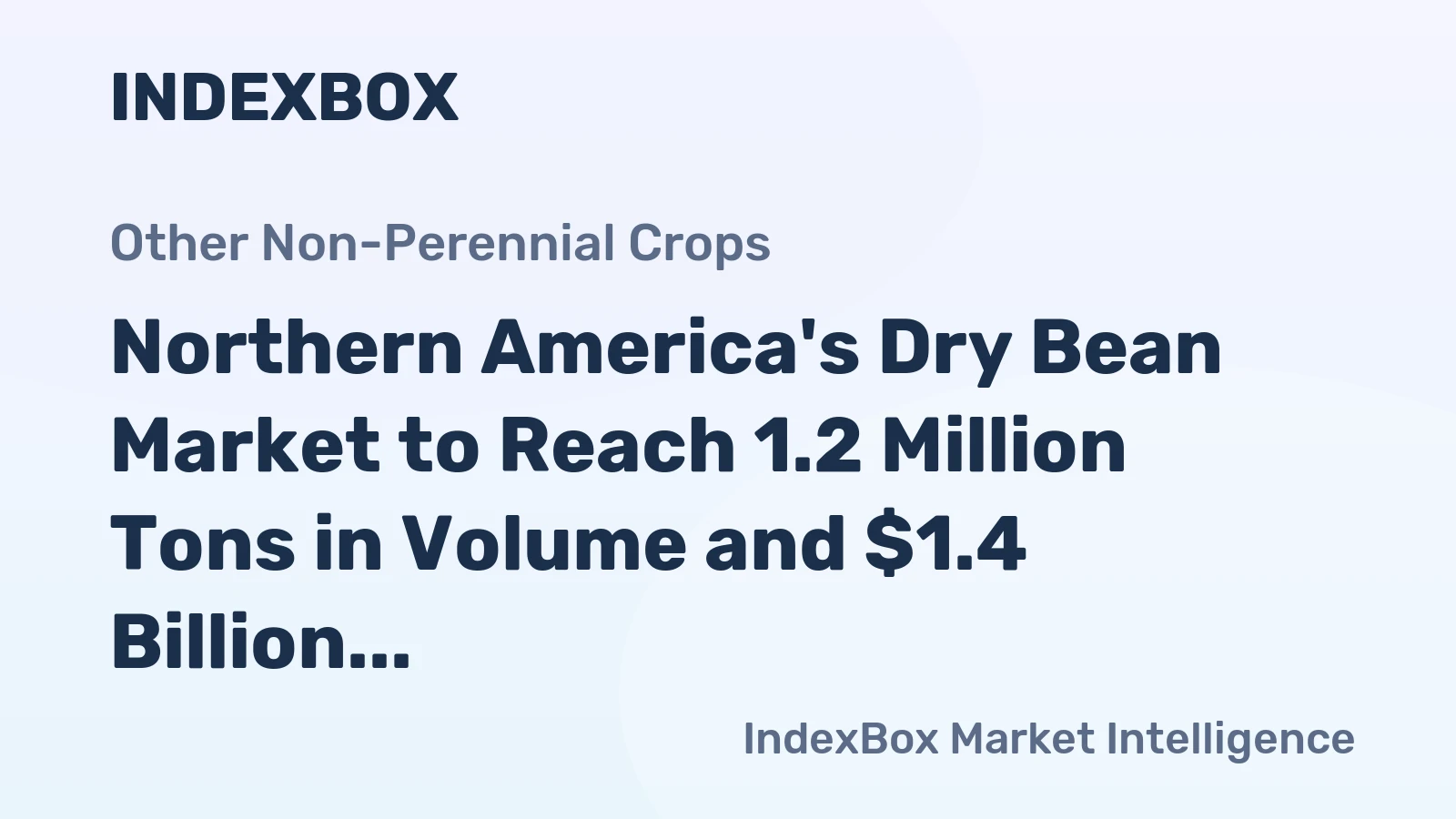 Northern America's Dry Bean Market to Reach 1.2 Million Tons in Volume and $1.4 Billion in Value