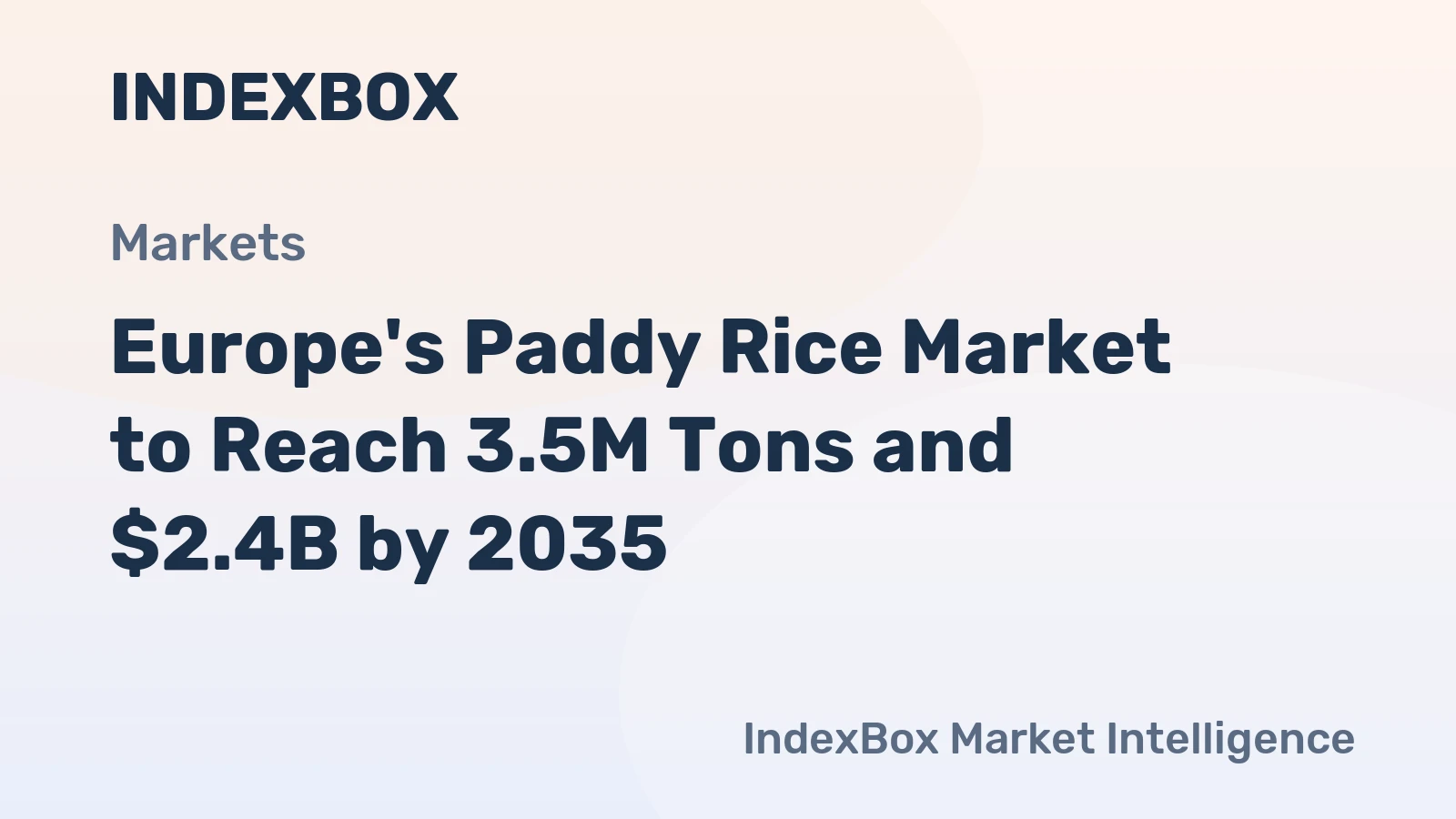 Europe's Paddy Rice Market to Reach 3.5M Tons and $2.4B by 2035