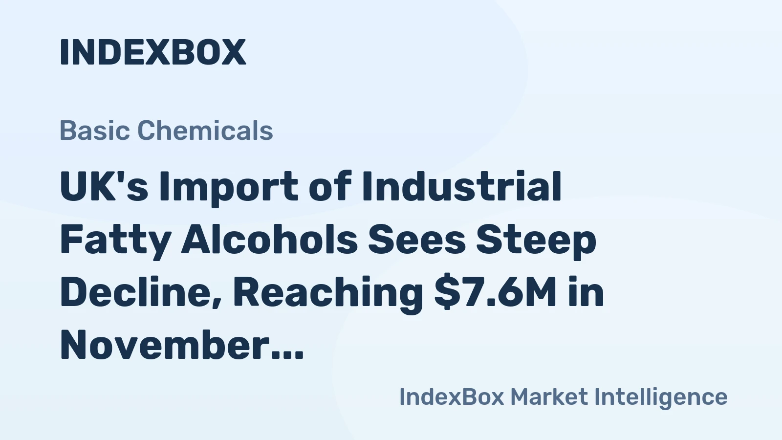 UK's Import of Industrial Fatty Alcohols Sees Steep Decline, Reaching $7.6M in November 2023