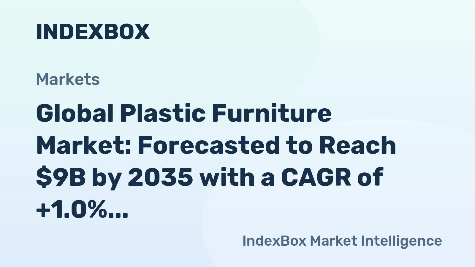 Global Plastic Furniture Market: Forecasted to Reach $9B by 2035 with a CAGR of +1.0% in Volume and +2.9% in Value Terms