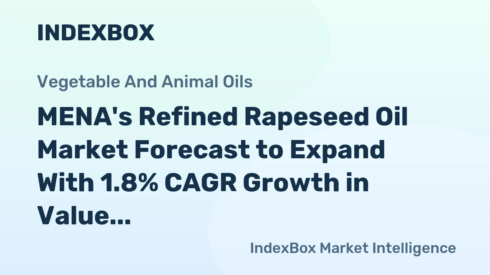 MENA's Refined Rapeseed Oil Market Forecast to Expand With 1.8% CAGR Growth in Value