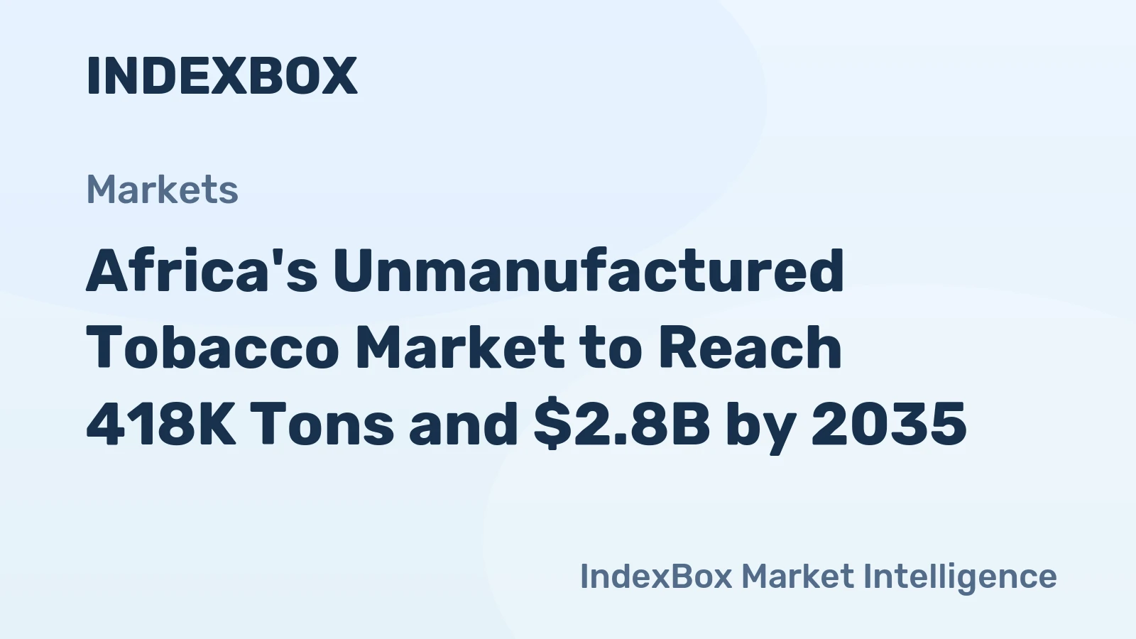 Africa's Unmanufactured Tobacco Market to Reach 418K Tons and $2.8B by 2035