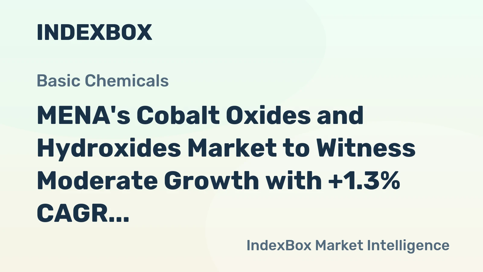 MENA's Cobalt Oxides and Hydroxides Market to Witness Moderate Growth with +1.3% CAGR on the Horizon