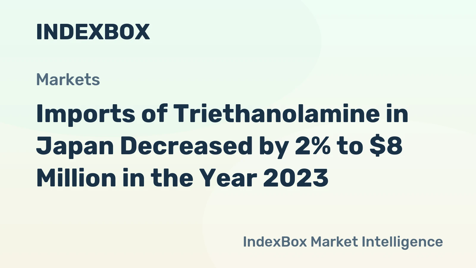 Imports of Triethanolamine in Japan Decreased by 2% to $8 Million in the Year 2023.