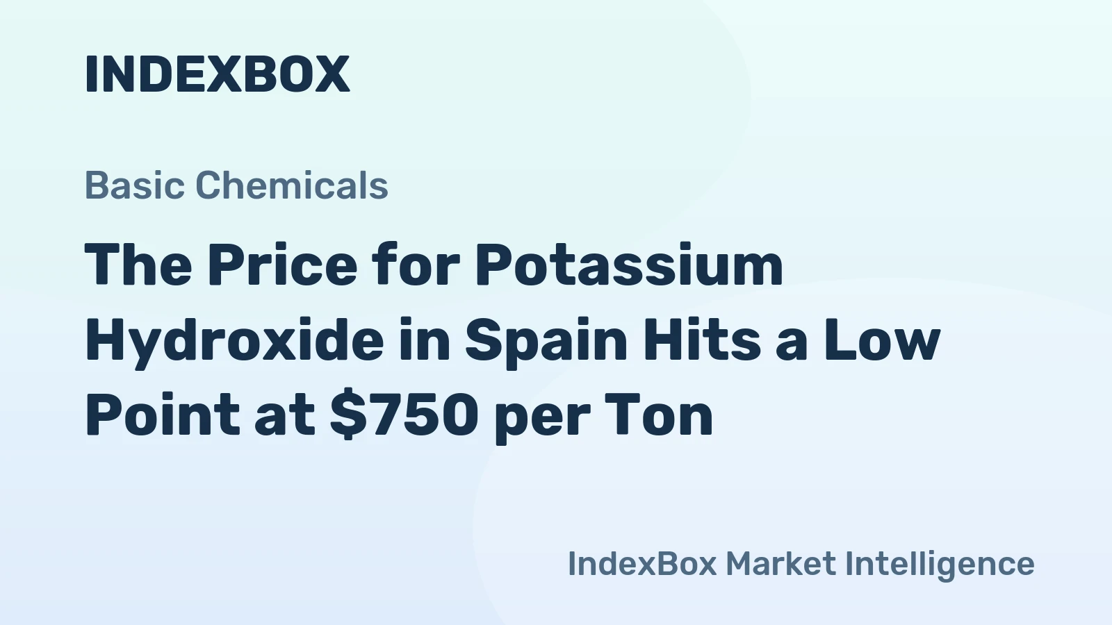 The Price for Potassium Hydroxide in Spain Hits a Low Point at $750 per Ton
