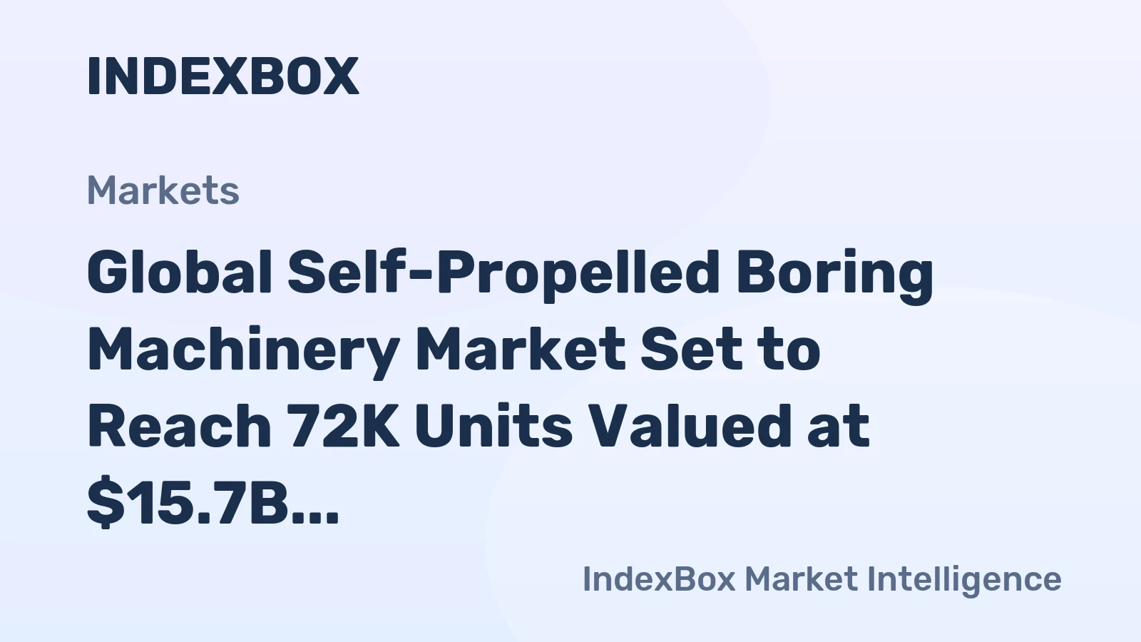 Global Self-Propelled Boring Machinery Market Set to Reach 72K Units Valued at $15.7B by 2035