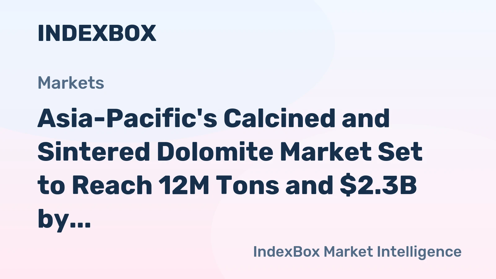 Asia-Pacific's Calcined and Sintered Dolomite Market Set to Reach 12M Tons and $2.3B by 2035
