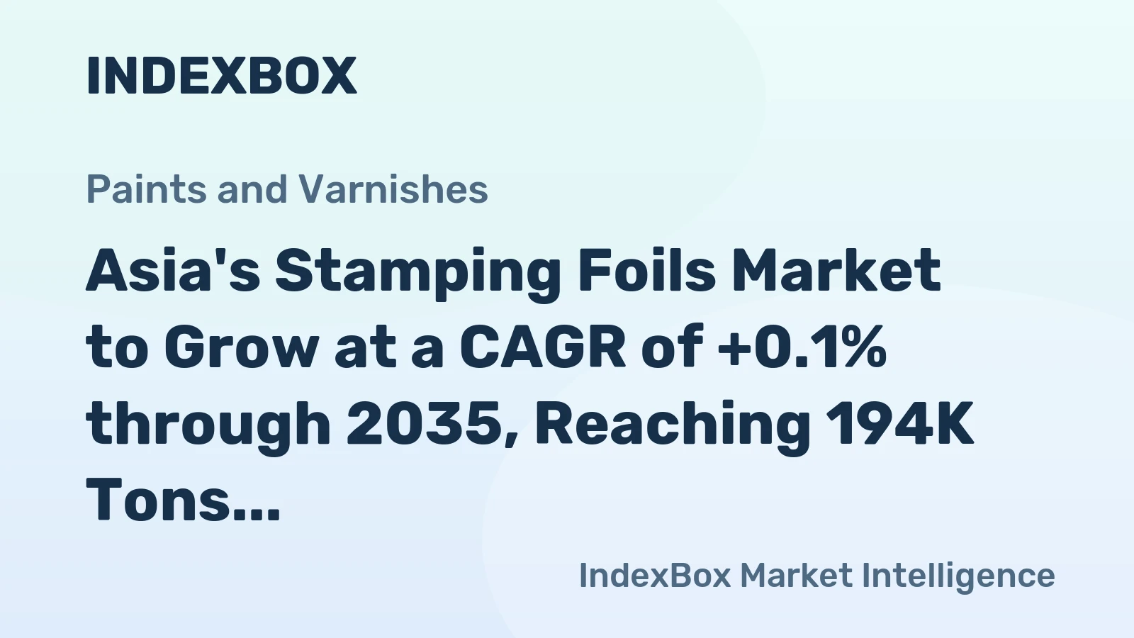 Asia's Stamping Foils Market to Grow at a CAGR of +0.1% through 2035, Reaching 194K Tons in Volume