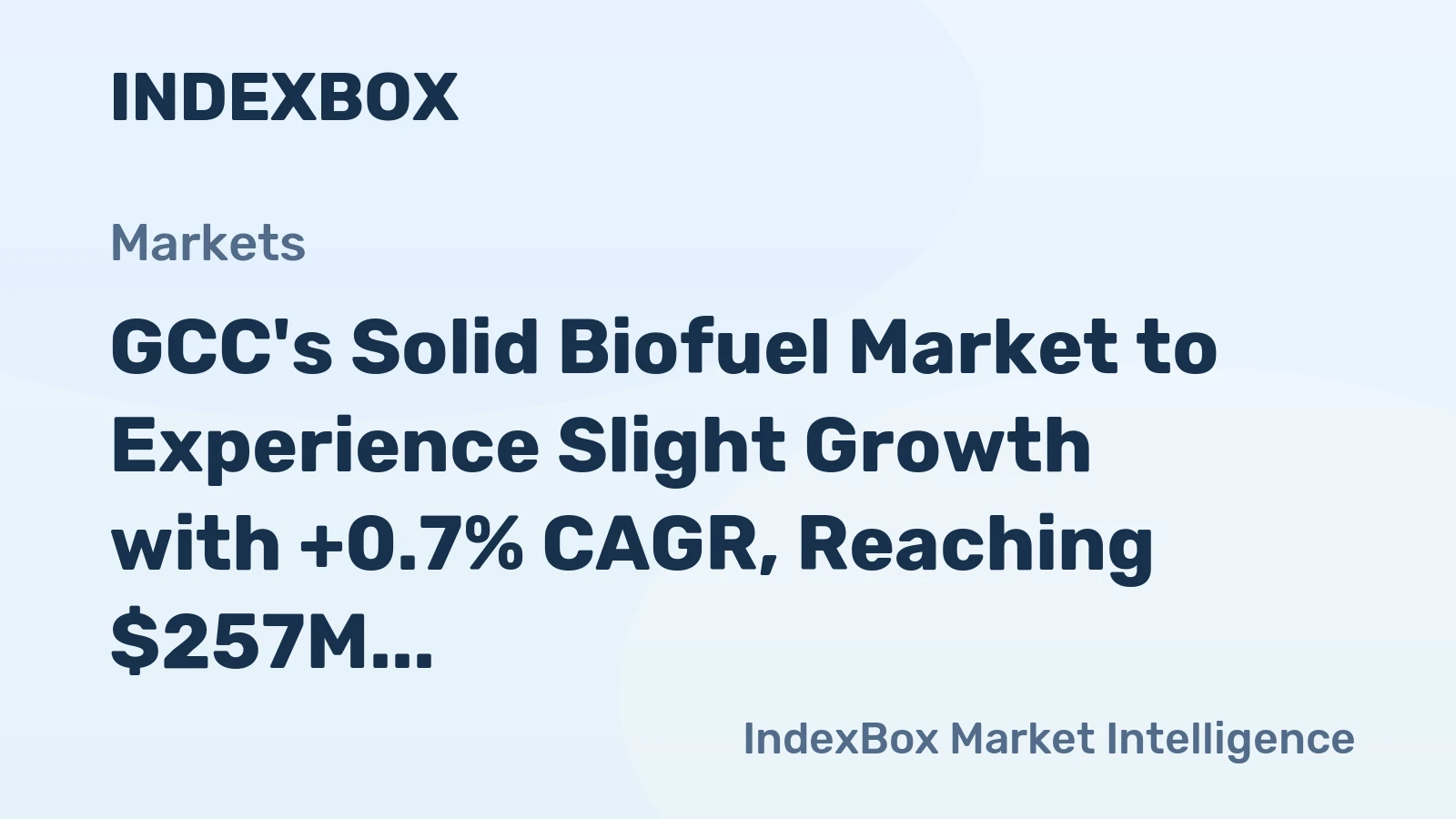 GCC's Solid Biofuel Market to Experience Slight Growth with +0.7% CAGR, Reaching $257M by 2035
