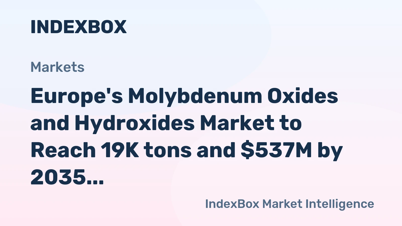 Europe's Molybdenum Oxides and Hydroxides Market to Reach 19K tons and $537M by 2035