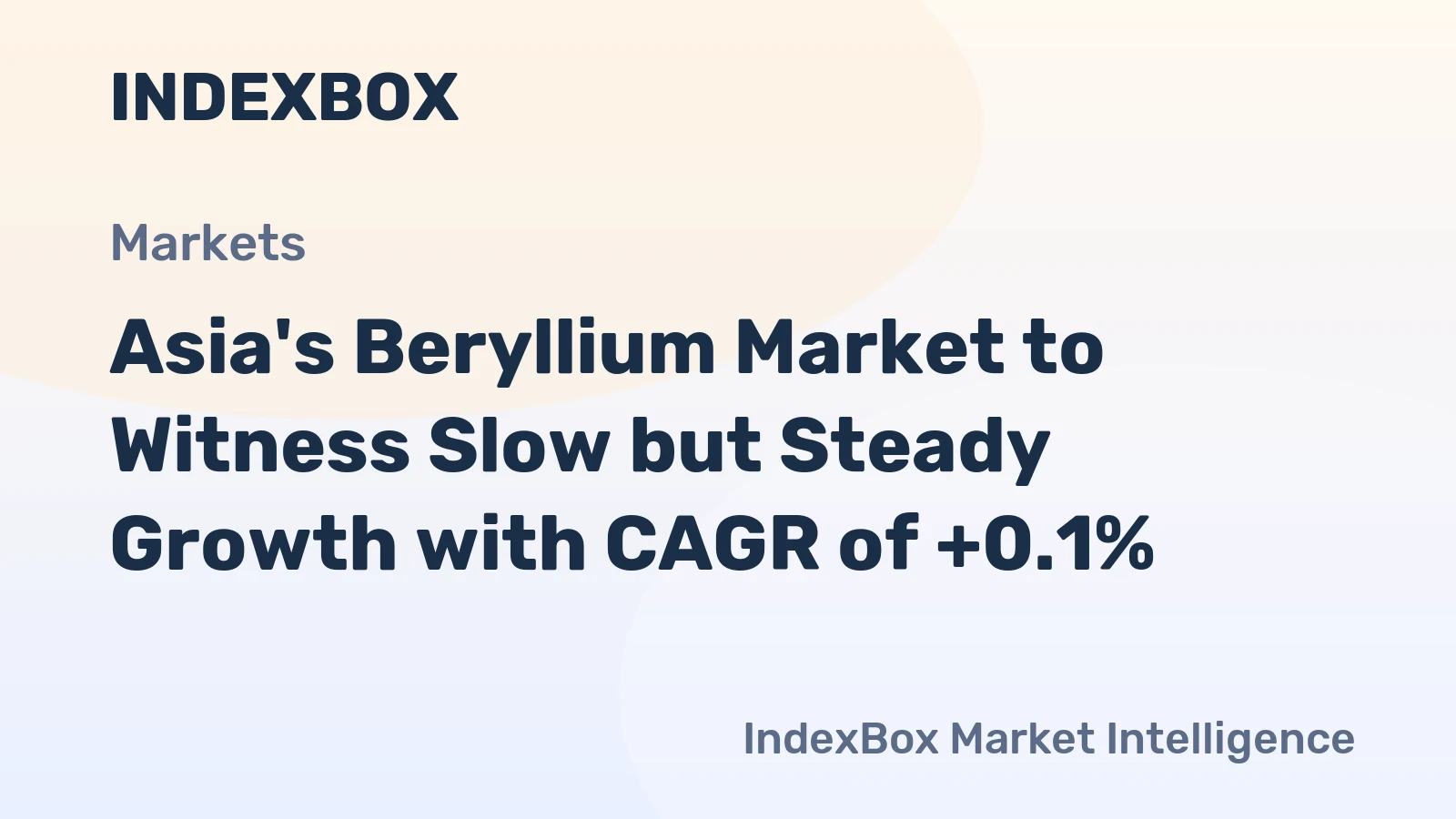 Asia's Beryllium Market to Witness Slow but Steady Growth with CAGR of +0.1%