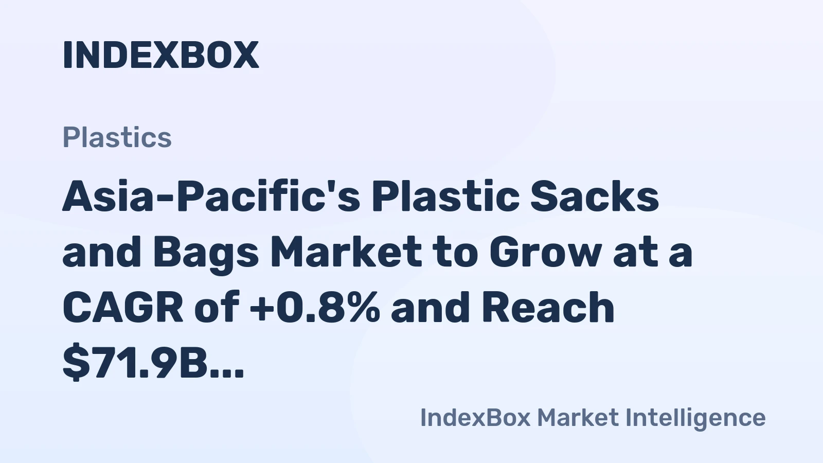 Asia-Pacific's Plastic Sacks and Bags Market to Grow at a CAGR of +0.8% and Reach $71.9B by 2035