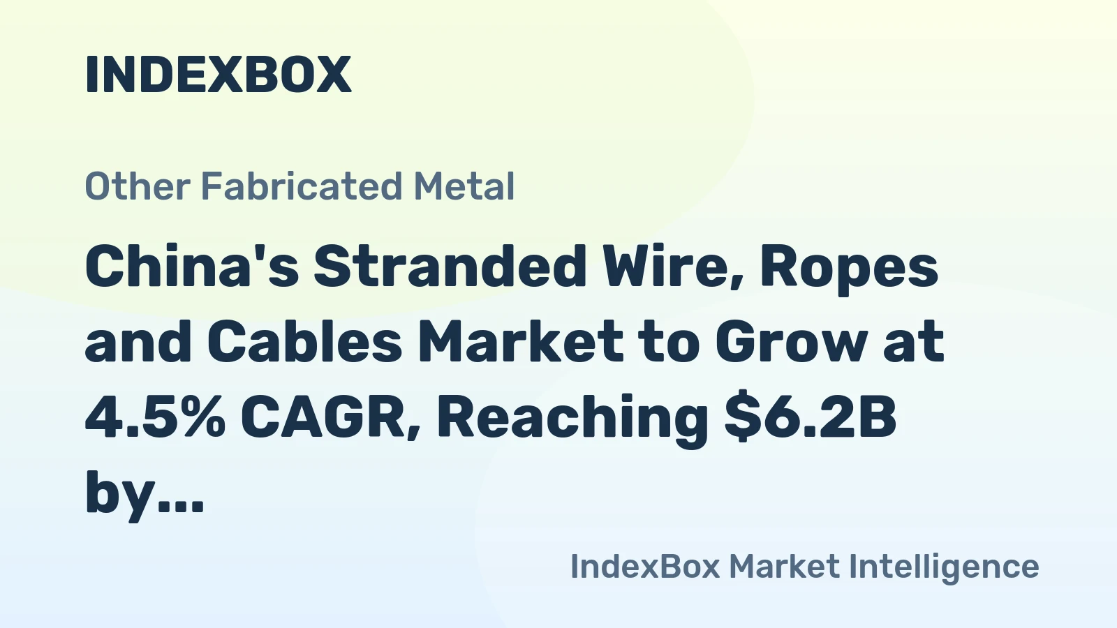 China's Stranded Wire, Ropes and Cables Market to Grow at 4.5% CAGR, Reaching $6.2B by 2035