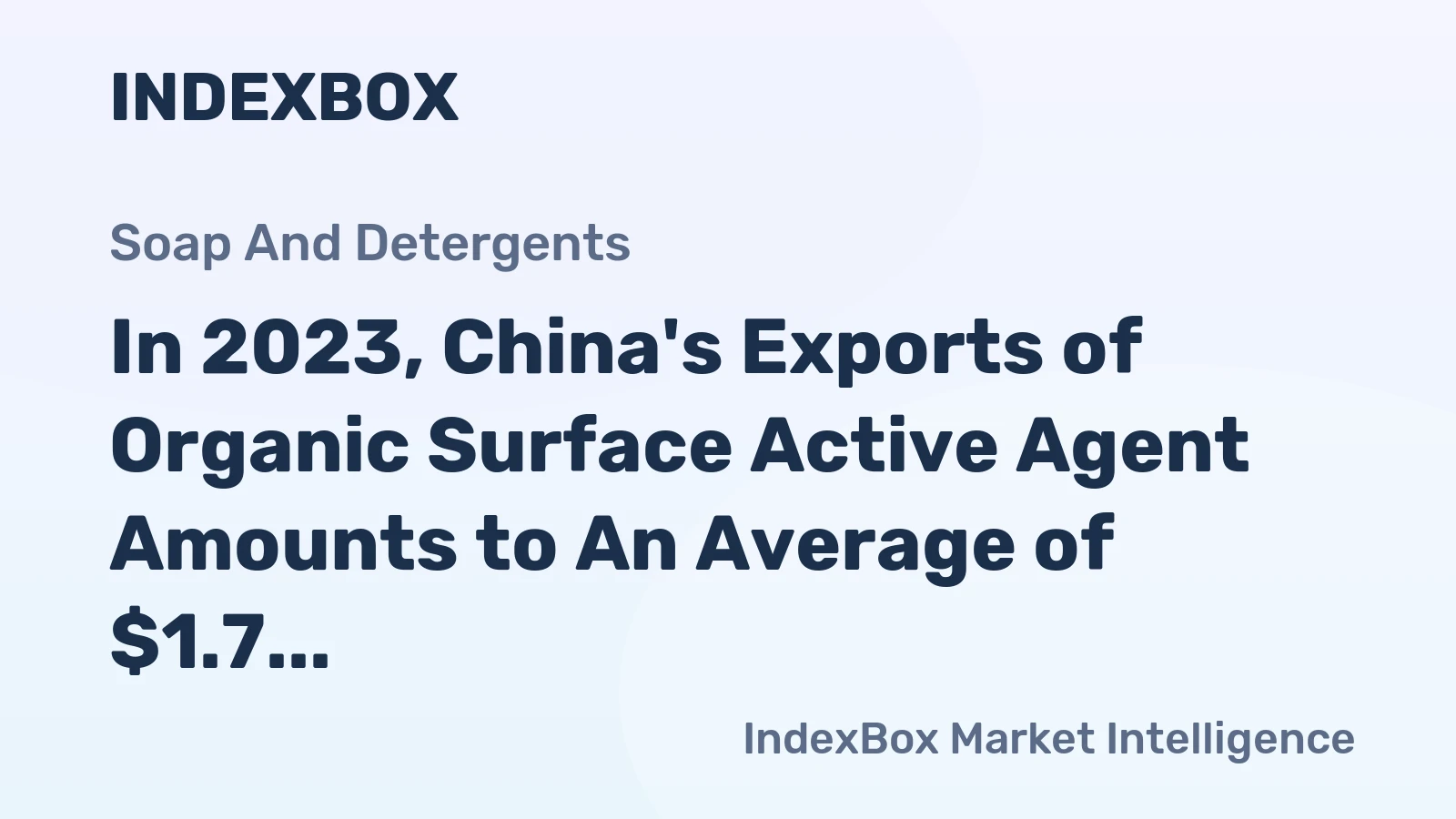 In 2023, China's Exports of Organic Surface Active Agent Amounts to An Average of $1.7 Billion.
