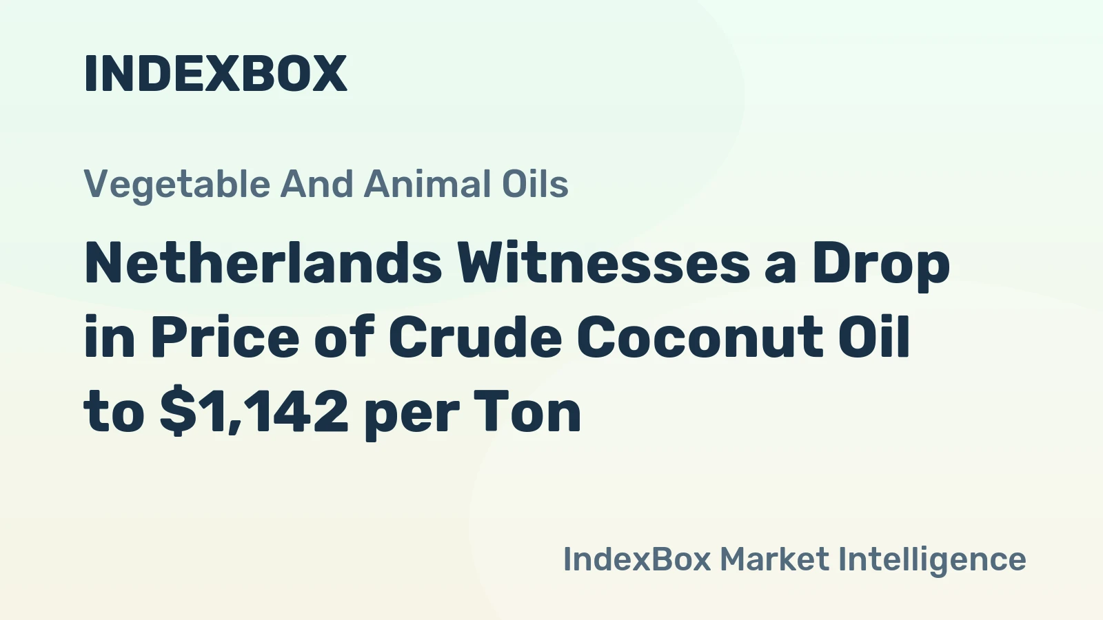 Netherlands Witnesses a Drop in Price of Crude Coconut Oil to $1,142 per Ton